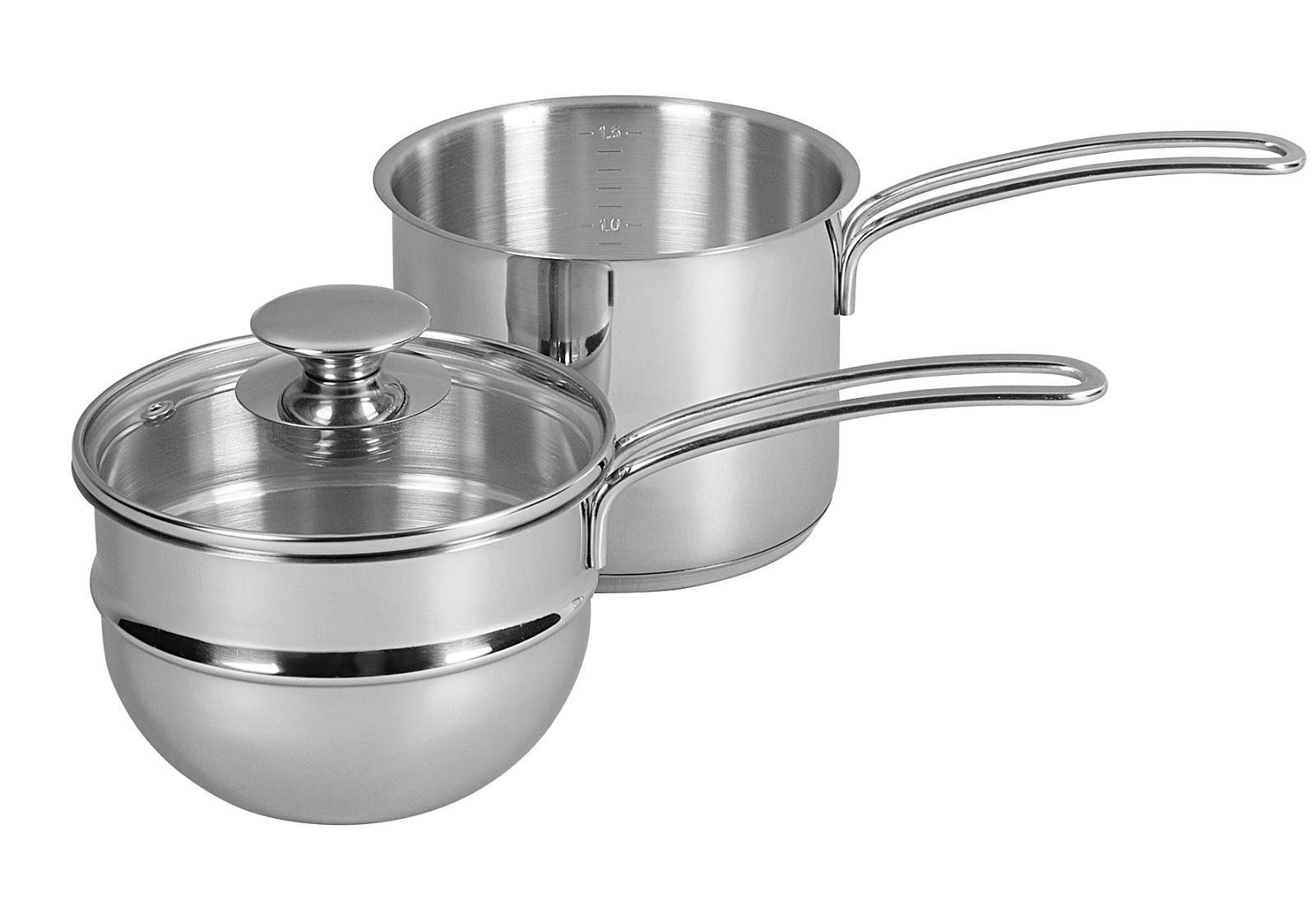 Wasserbad-Topf Edelstahl mit Glasdecke - Bergglas